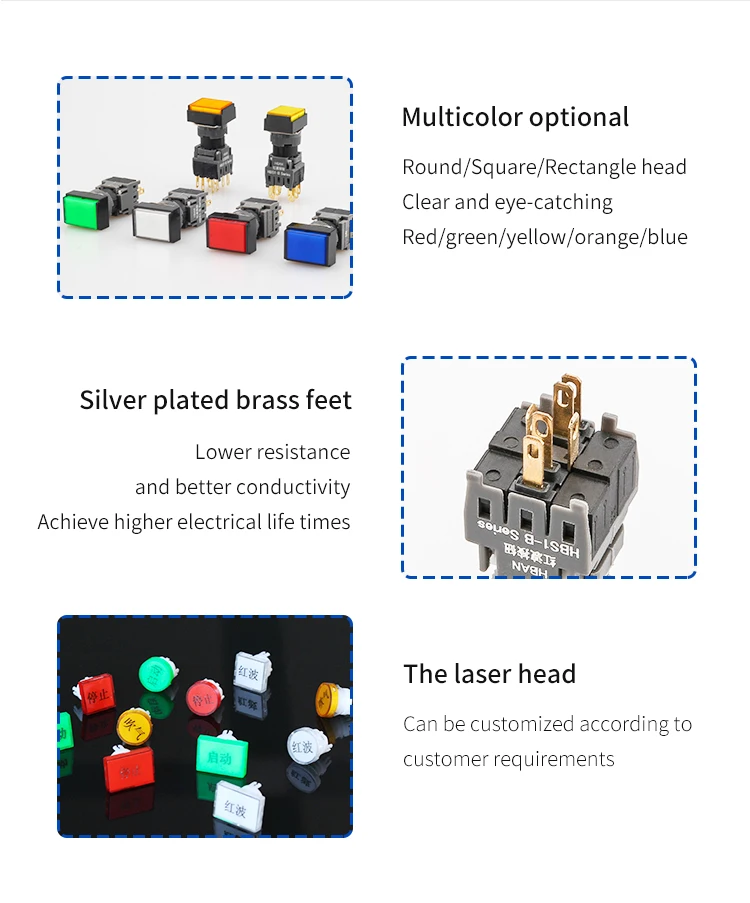 Rectangular Head Plastic Normally Open 12v Latching Pushbutton Switch ...