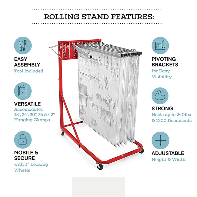 Vertical Architectural Plan Storage Hanging File Organizer Stand Mobile ...