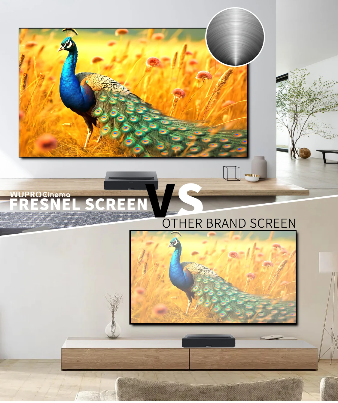 2024 Wupro 100/120inch Fresnel Projector Screen 3D Support Authentic 8K ...