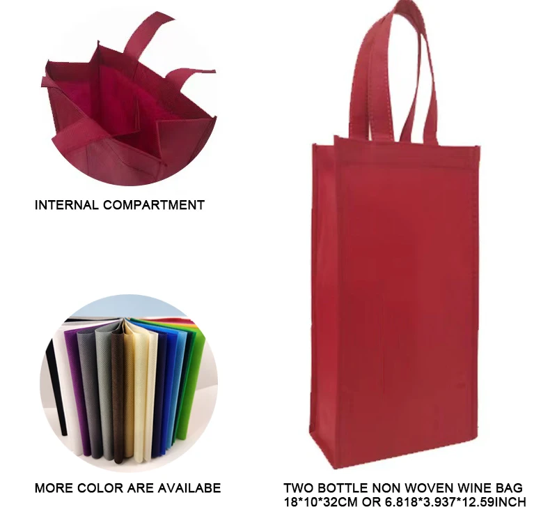 Custom Promotional Reusable Non Woven Wine Bag - Christmas Gift
