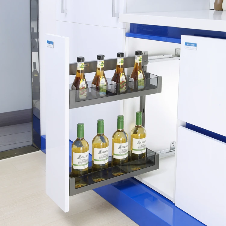 Custom Factory Kitchen Storage Pull Out Spice Drawer Side Mounted Soft ...