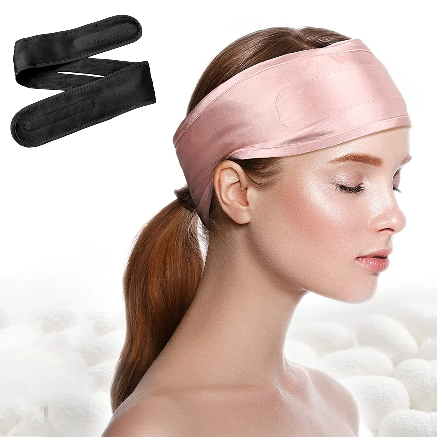 6A Grade 19mm Mulberry Silk Hairband Wide Make up Facial Headband Silk ...