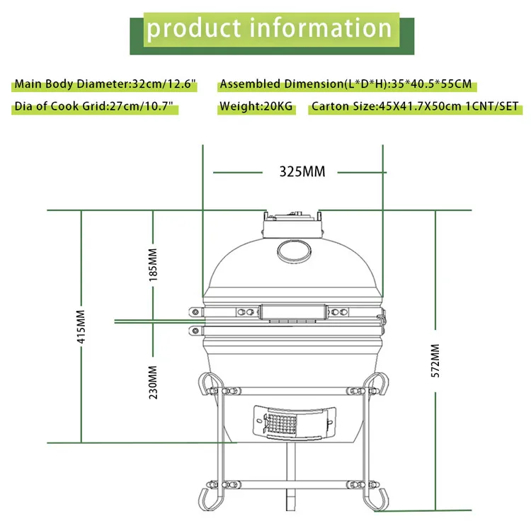 SIUHAAU Asadores Barbacoa Carbon Komodo Ceramic BBQ Grill