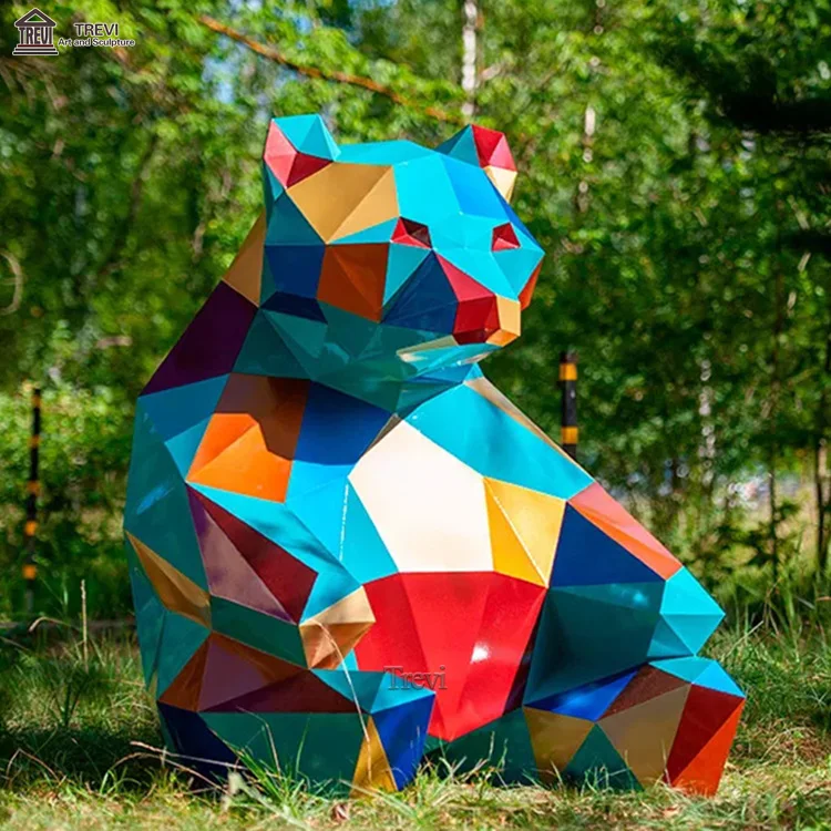 Modern Garden Metal Animal Statue - Stainless Steel Bear