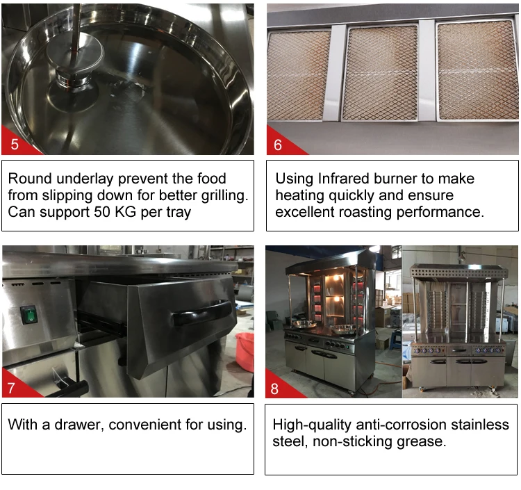 8 Burners Chicken Shawarma Toaster Grill BBQ Machine Price Gas for Sale