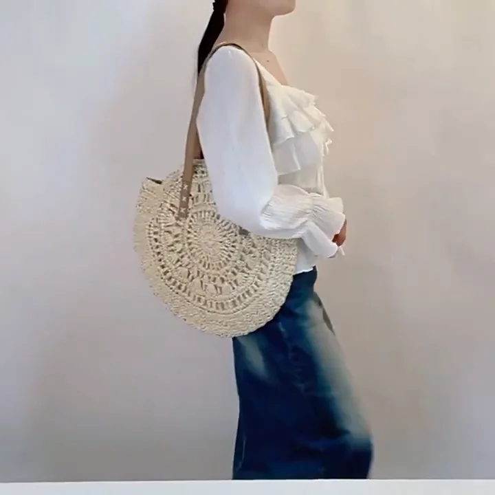 Round 2024 Paper Rope New Style Advanced Sense Simple Handbag Straw ...
