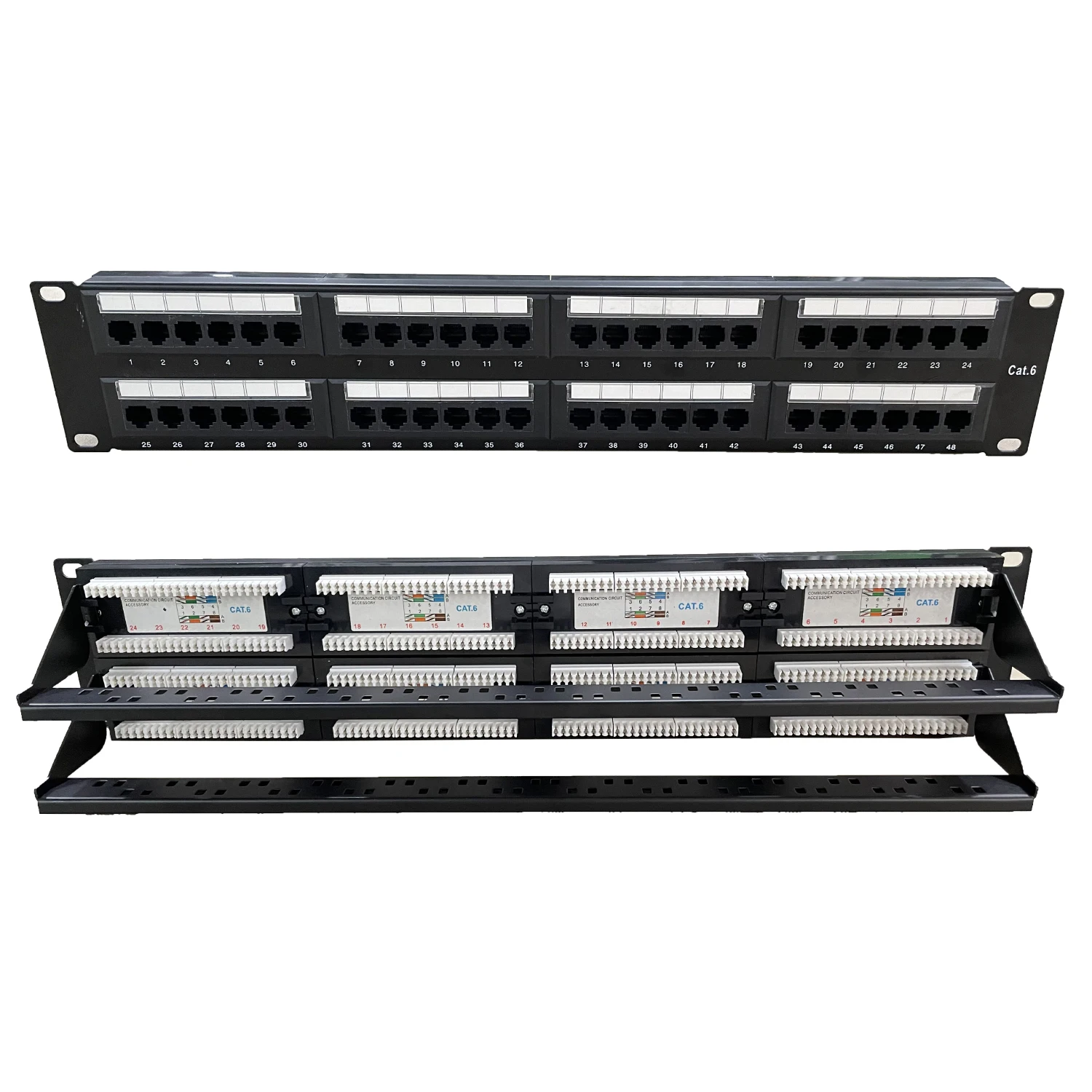 19 Inch 2U Rack Mount RJ45 CAT6 UTP FTP Dual 48 Ports Patch Panel