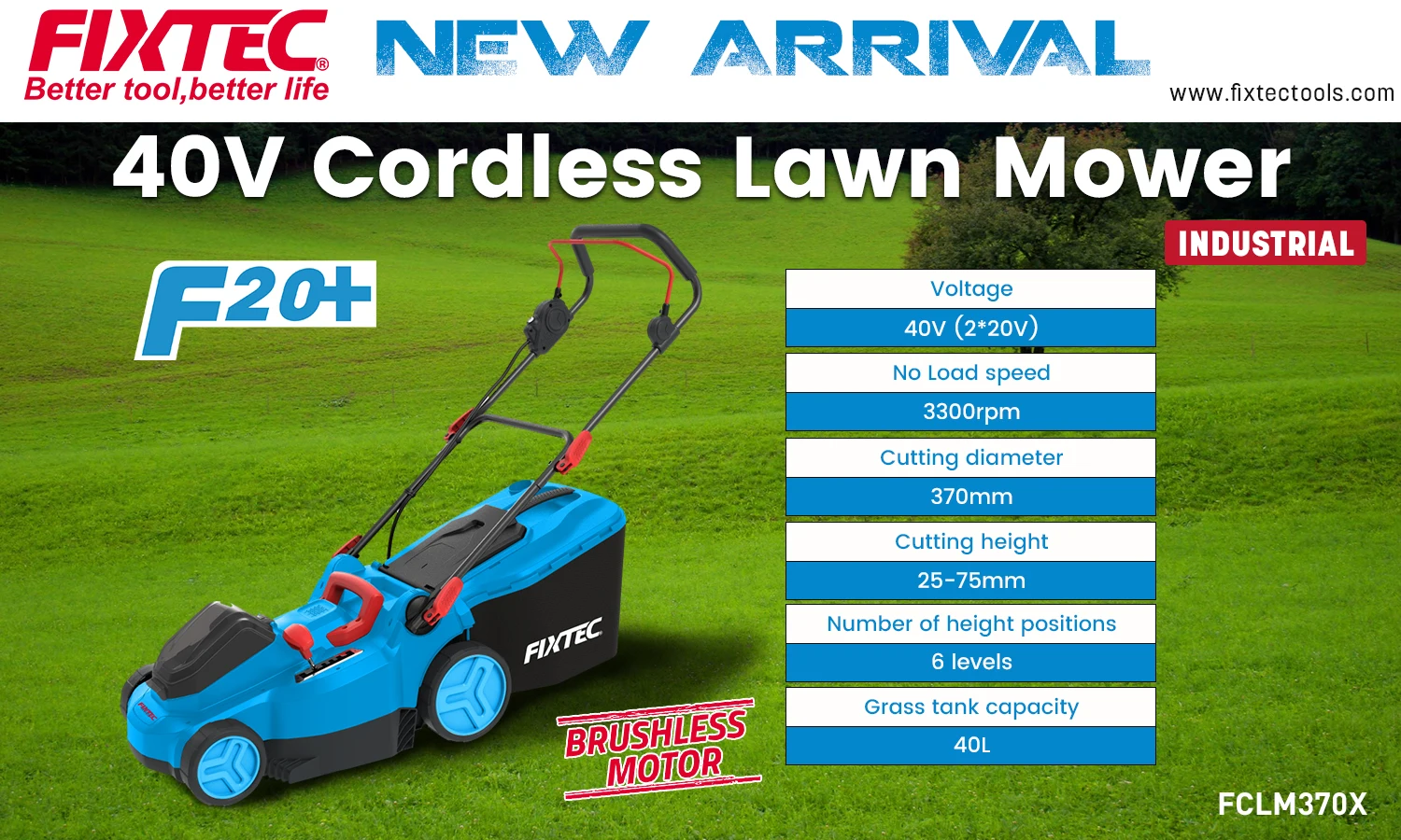 Fixtec Heavy Duty 40v Brushless Cordless Lawn Mower And Grass Trimmer ...
