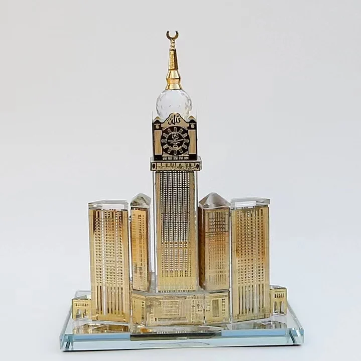 Makkah Royal Clock Tower Islamic Gift Ware Crystal Glass Ornament Clock ...