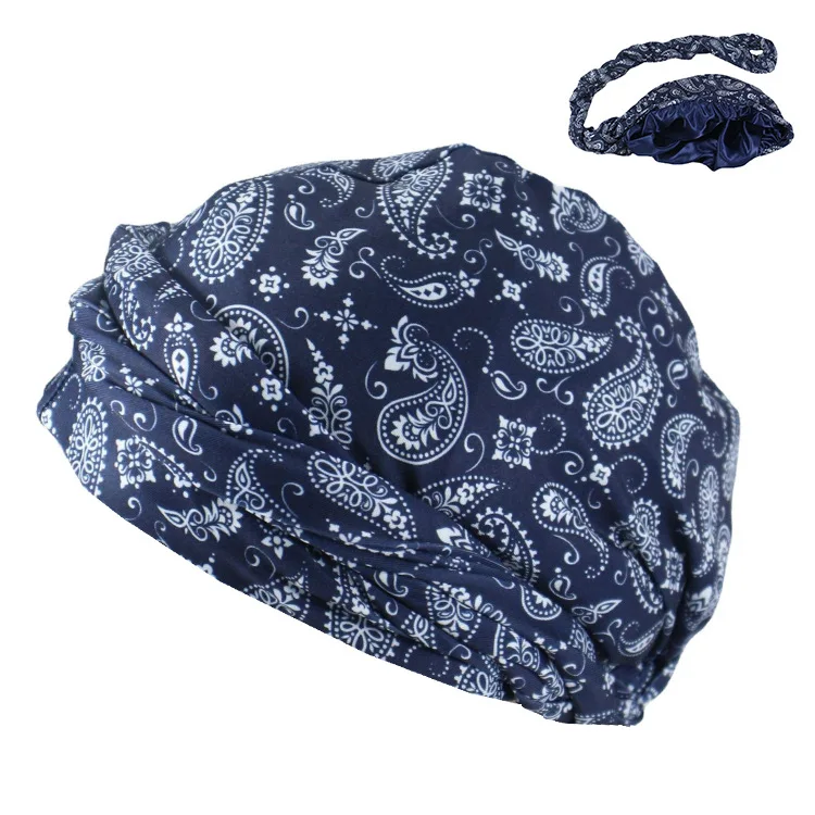Dome Wave Cap Bonnet Satin Turban Hat Hair Headwear Breathable ...