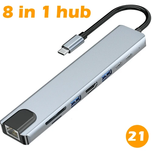 Beret Multiport 4k 30hz Type-c Hubs Hdmi With Ethernet 4 5 6 7 8 In 1 ...