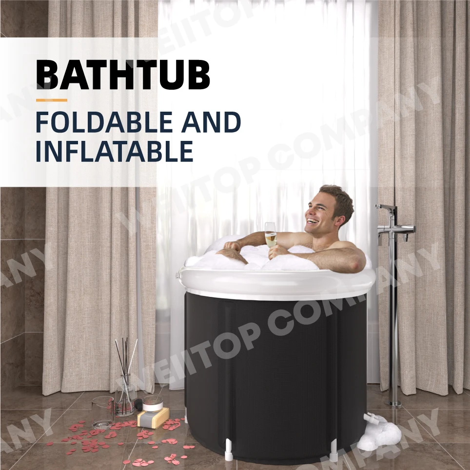 Free Standing Adults Bathtubs Inflattable Ice Tub Bath Barrel Black ...