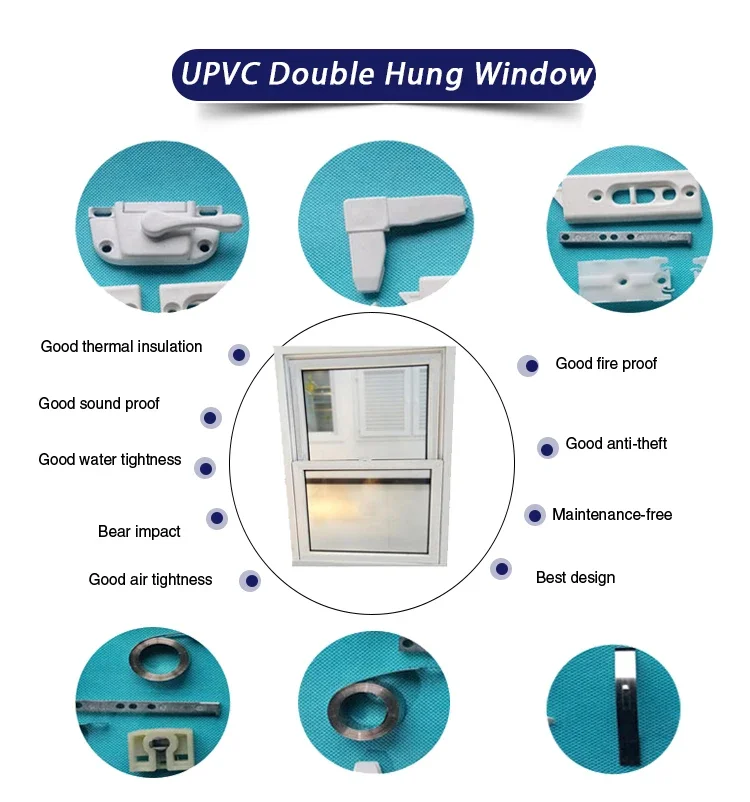 Custom Window UPVC Double Hung Hurricane Impact Windows PVC Soundproof ...