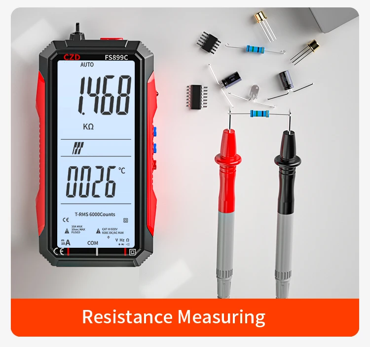Super Full Screen Rechargeable Multimeter - 6000 Counts