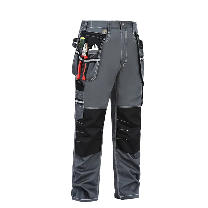 Custom High Quality Cotton Reflective Safety Work Trousers Cheap Workwear Mens Cargo Pants With Knee Pad