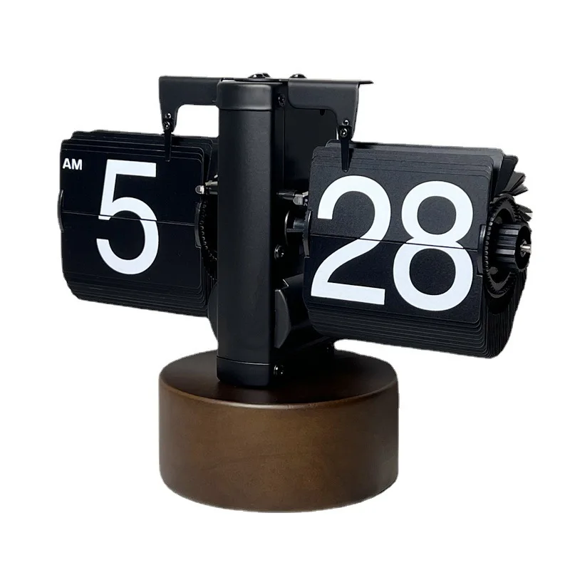 Retro Flip Clock With Wooden Based Nightlight Desk Page Turning Desk ...