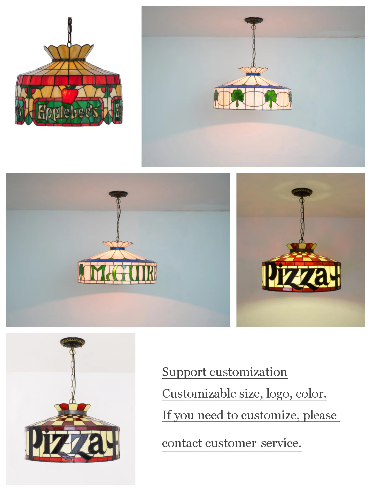 New Big Chandelier 2022 Vintage PIZZA Chandelier Tiffany Glass Globe ...