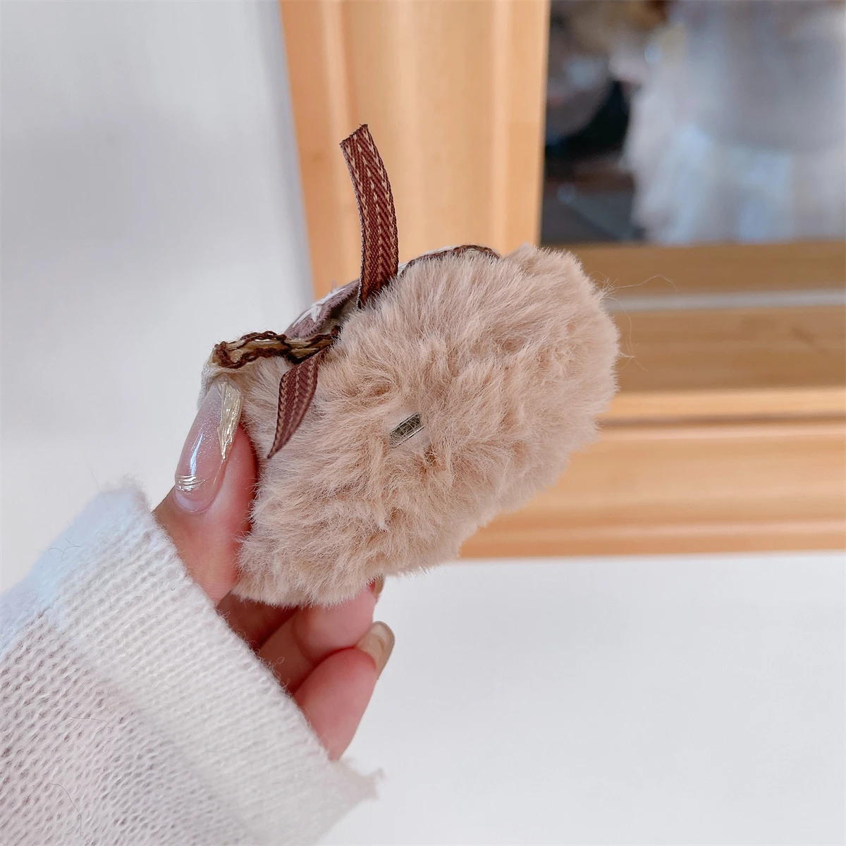 Korean 3d Fluffy Bowknot Earphone Case For Airpods 1 2 Pro 2nd Cover ...