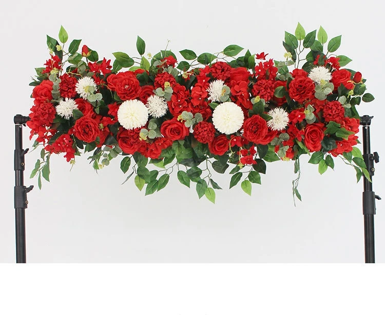 White Silk Flowers Runners Row Floral Artificial Flower Table Runner ...