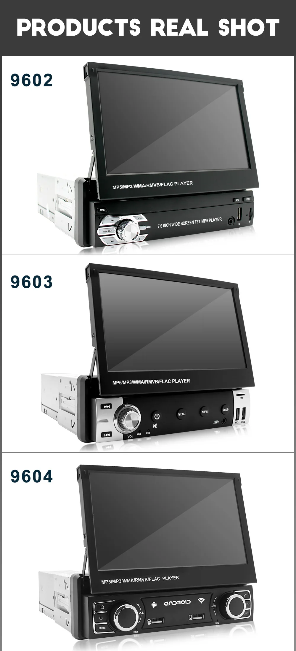 1 Din Android Car Radio - Universal MP5 Player with BT/GPS/WIFI