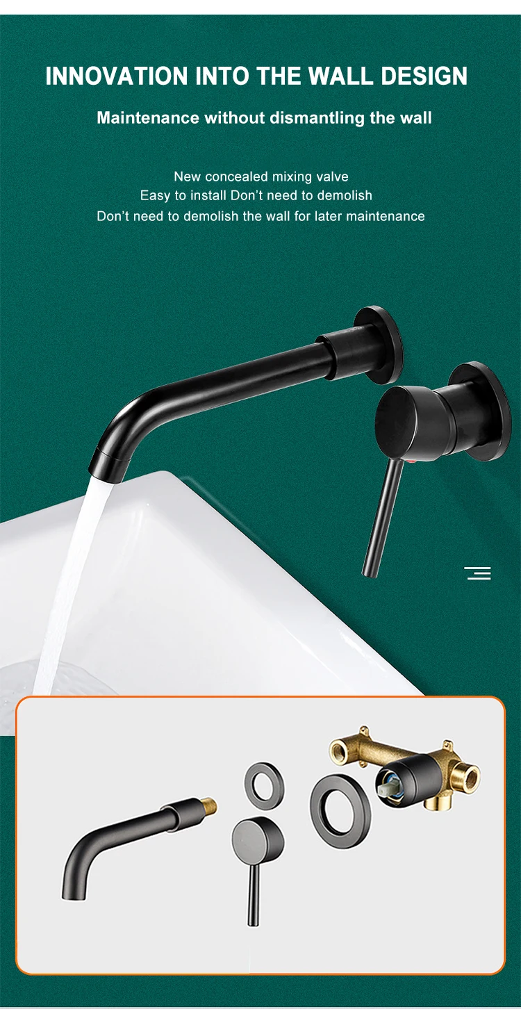 Contemporary Wall Mounted Hidden Wall Mounted Concealed 2 Hole Wall ...