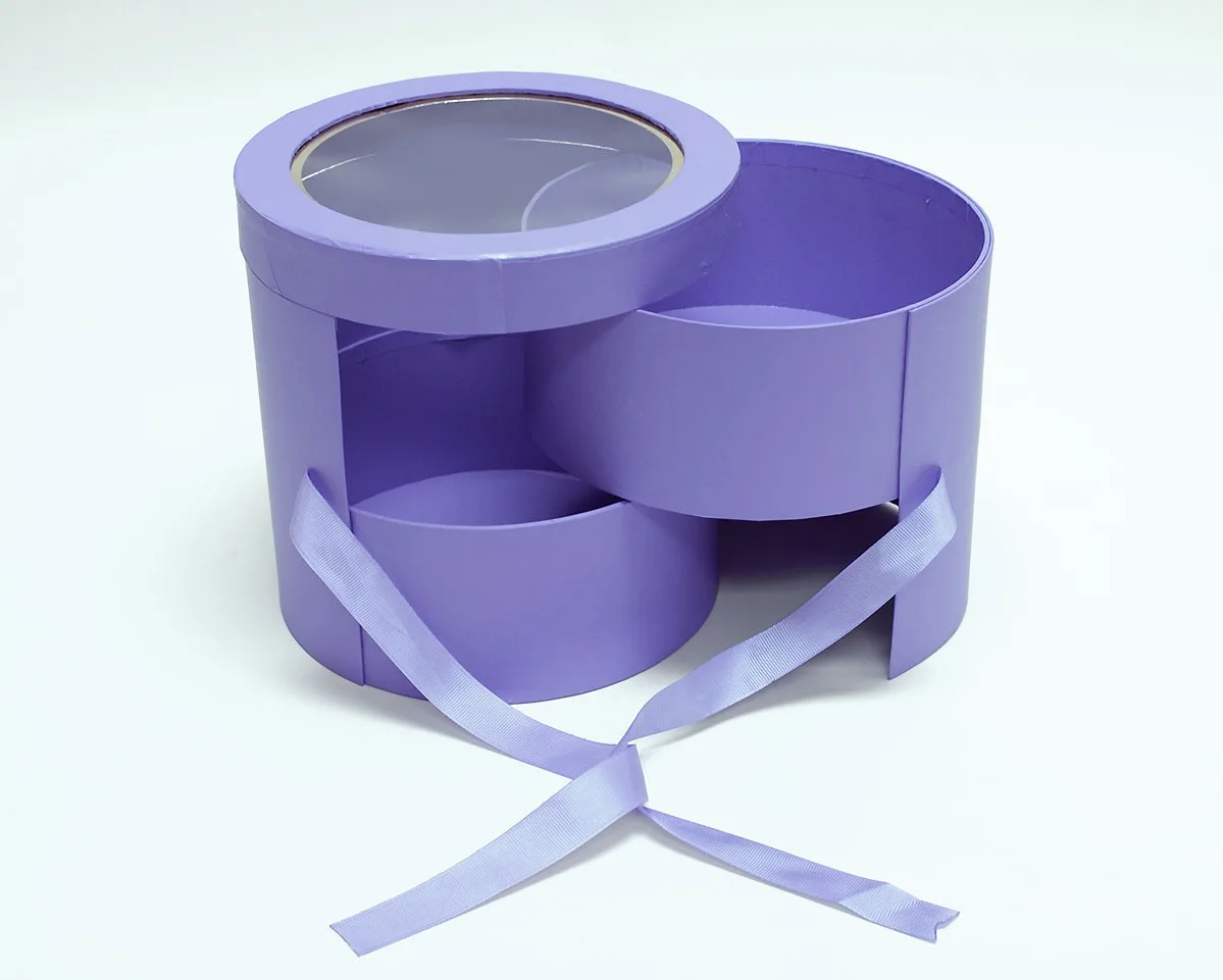 Double Layer Purple Round Flower Box With Window Lid Two-layers - Buy ...