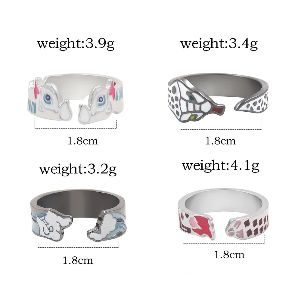Demon Slayer Alloy Rings - Gold & Silver Plated Adjustable Finger Rings ...
