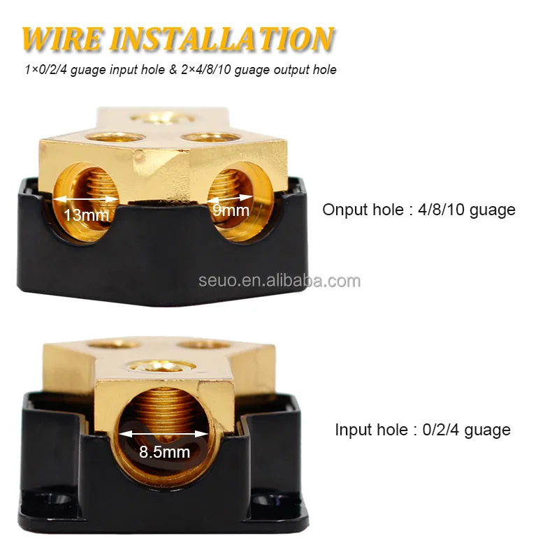 2 Way Power Distribution Block Power Ground Splitter 0/4gauge AWG for ...