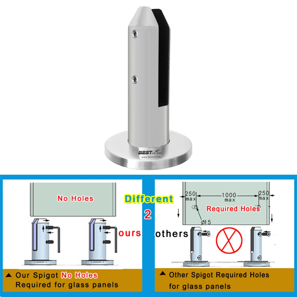 Stainless Steel Frameless Glass Railing Spigots Glass 12 Mm 2205 ...