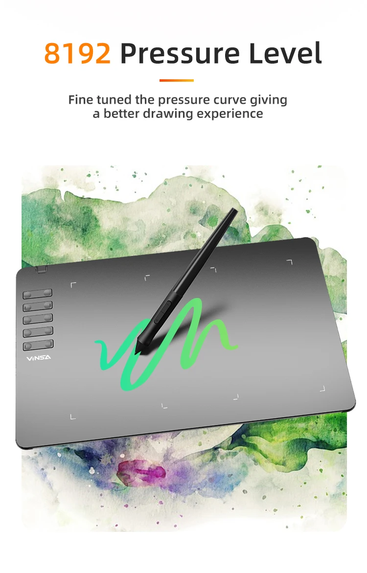 VINSA T1161 Graphic Tablet - High Resolution & Pressure Sensitivity