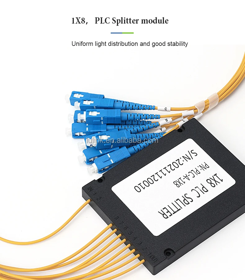 1x8 Fiber Optic Sc/a-pc Block Less Plc Box Splitter - Buy 1x8 Plc Fiber ...