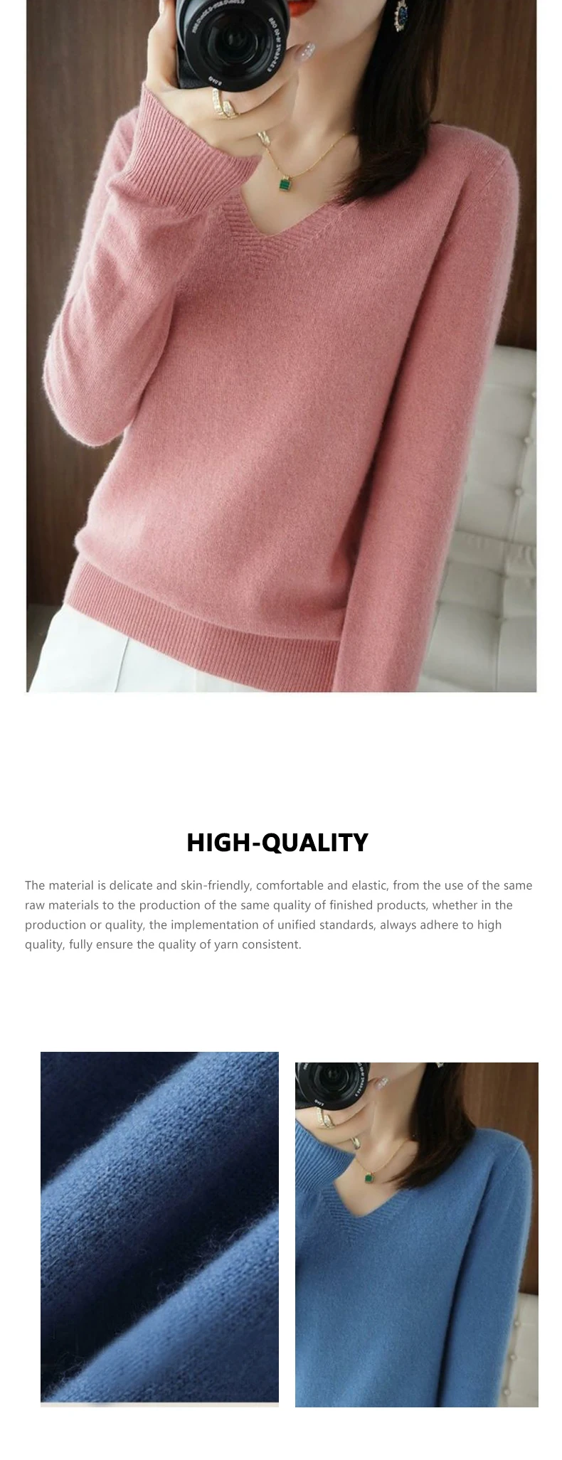 Autumn Winter Loose Knitted Pullover Short Solid Color Long Sleeves ...