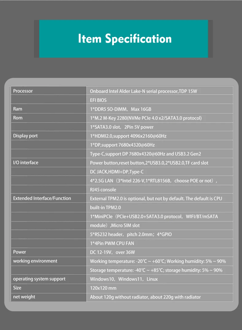 Pico-itx 12v Mini Pc Motherboard N100 4 Lan Poe Router Motherboard Mini ...