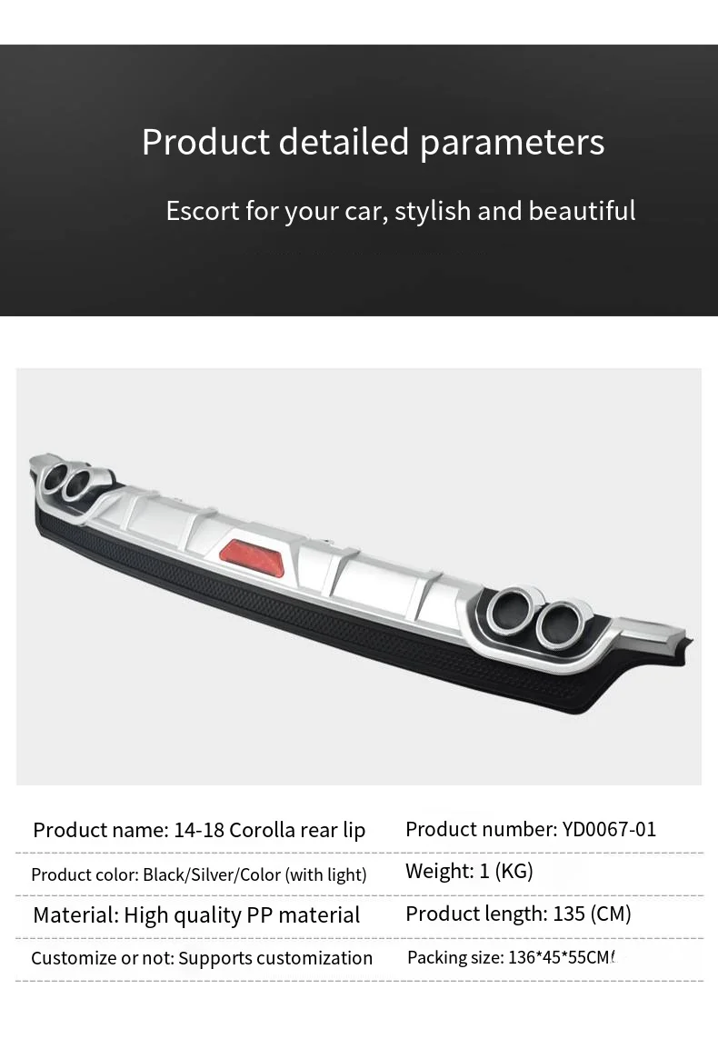 Yuechi Abs Universal Rear Bumper Diffuser Rear Bumper Lip Spoiler For ...