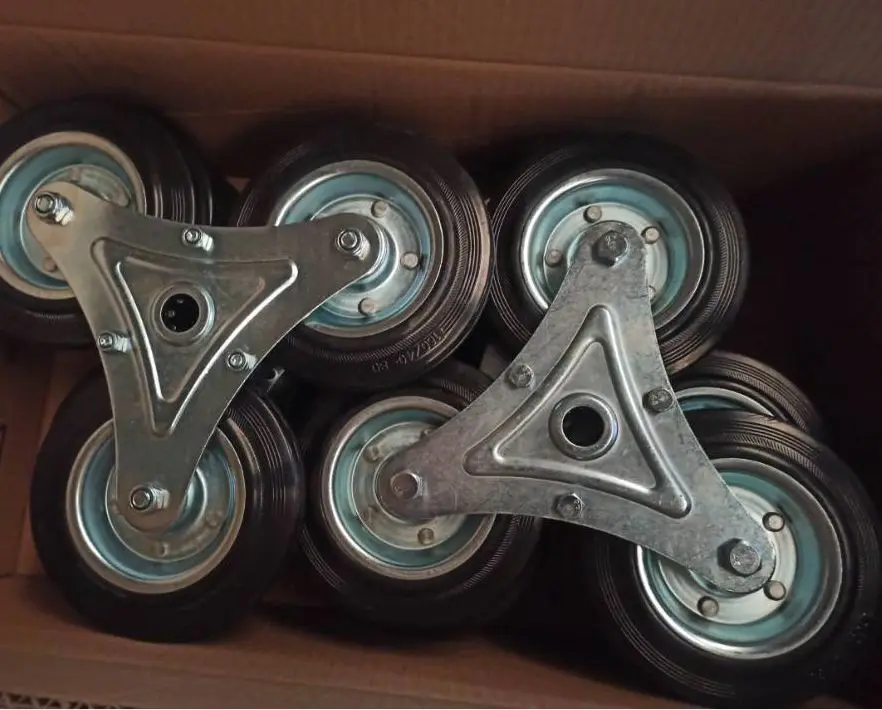 160mm Rubber Ladder Cart Wheels for Foldable Stair-Climbing Trolleys