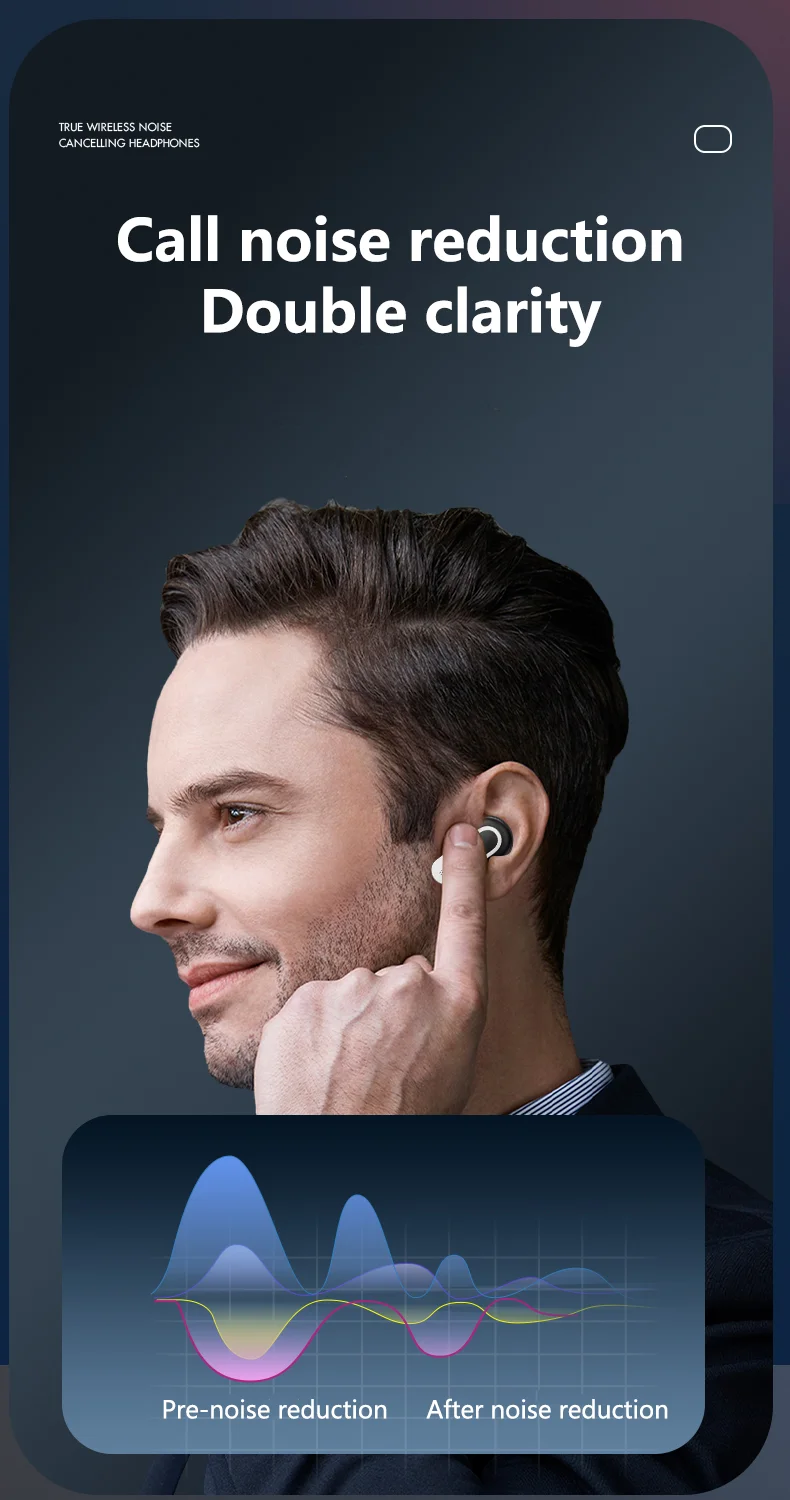 M6 Smart Touch Screen Wireless TWS Stereo Clear Sound Headset ANC Noise ...