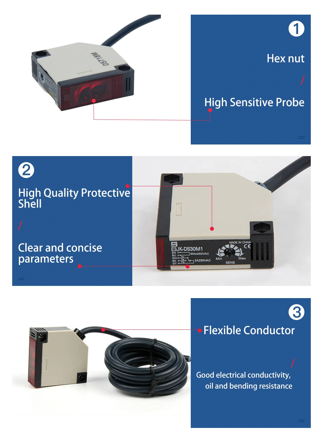 M18 Laser Counter Photoelectric Switch E3f-30 24v No Nc Infrared Ray ...