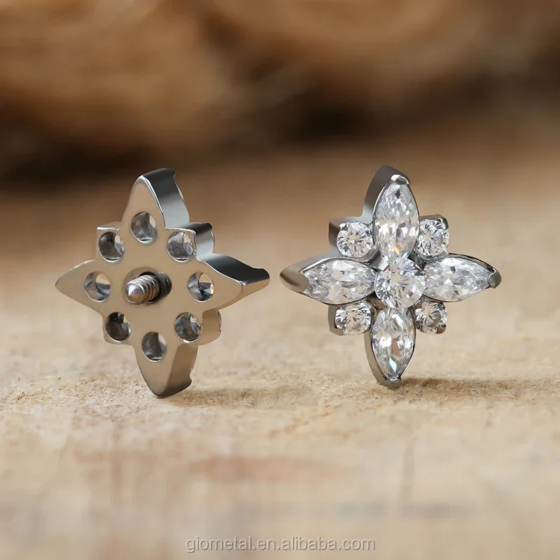 Astm F136 Titanium Piercing Internal Threaded Top End Body Ear Piercing ...