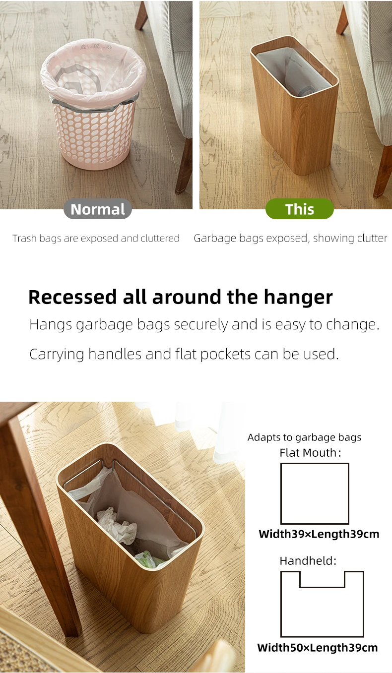 Shimoyama Luxury 12l Home Indoor Living Room Decorative Wood Rubbish Trash Can Dustbin Dustbin ...
