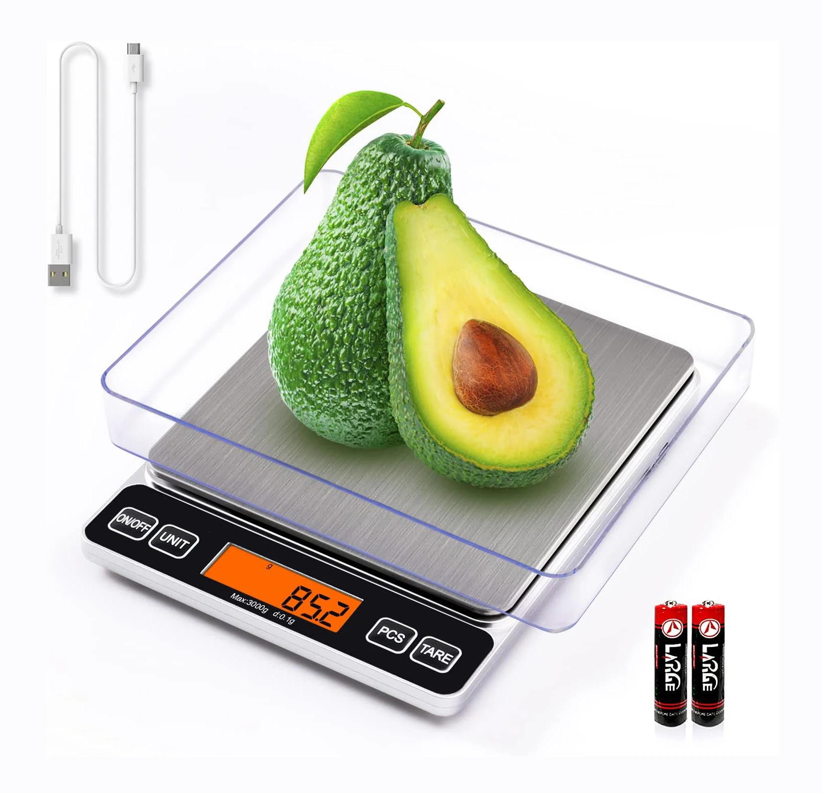 USB Powered Food Gram Scales with Two Weighing Trays Digital Kitchen ...
