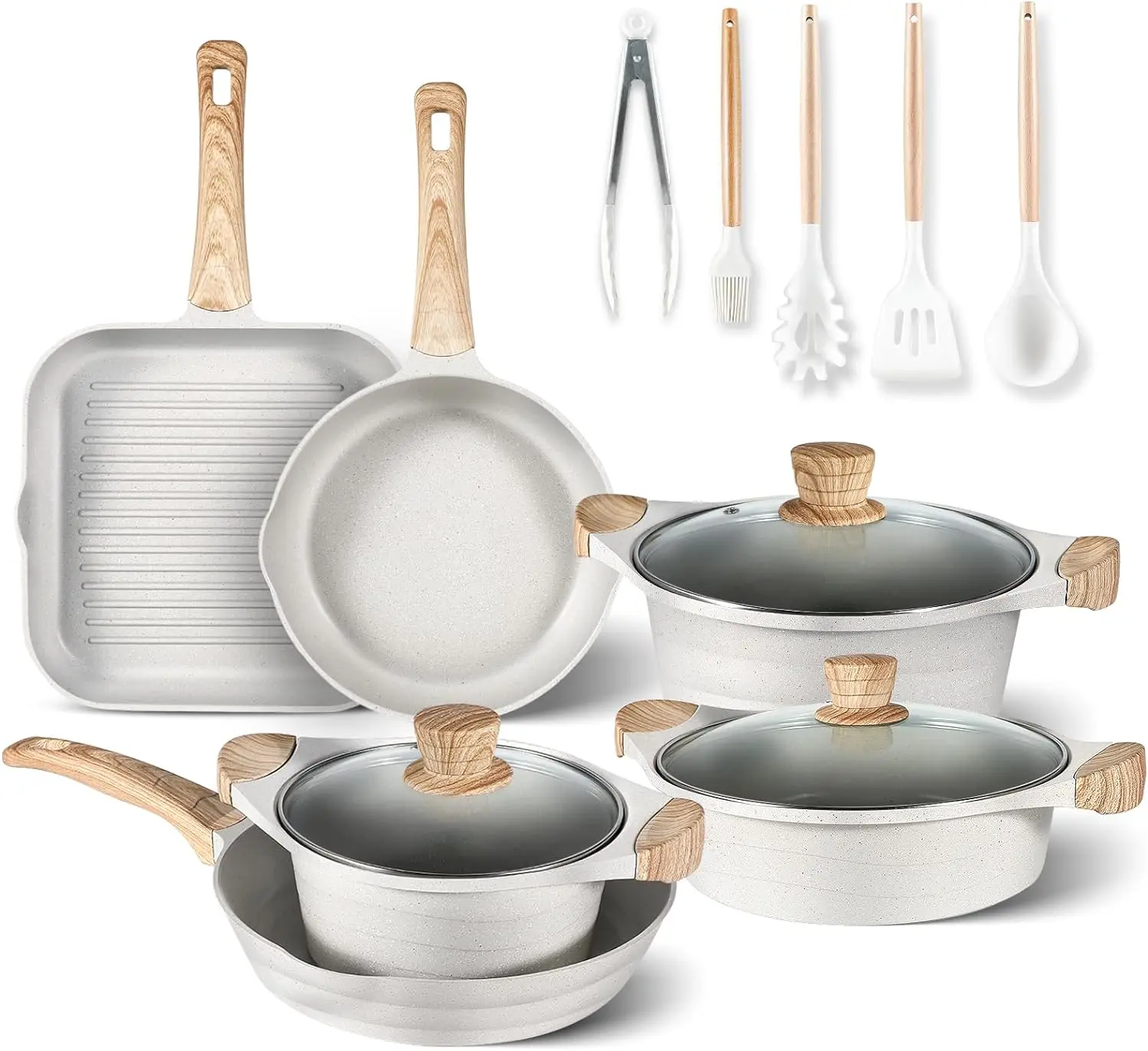 Best Seller Kitchen Cooking Utensil Pots and Pans 14pcs Aluminum Die ...