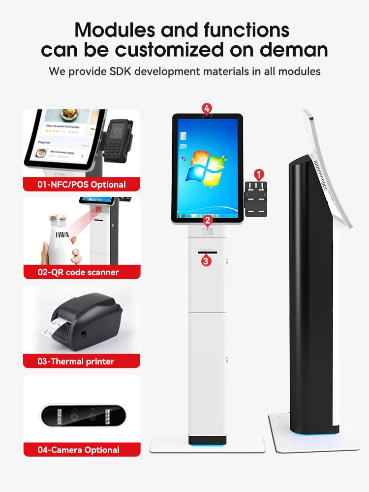 Indoor Kiosks Self Service 23.6 Inch SDK Panel Type Line Thermal ...
