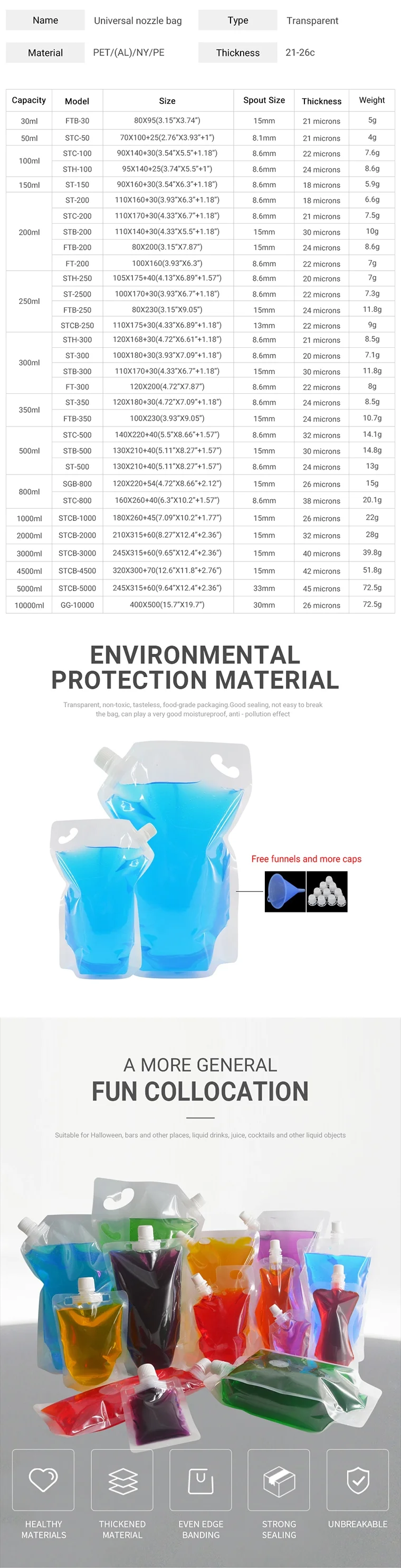 Custom Clear Disposable Flask Pouch With Spout/rum Runner Wine Flask ...