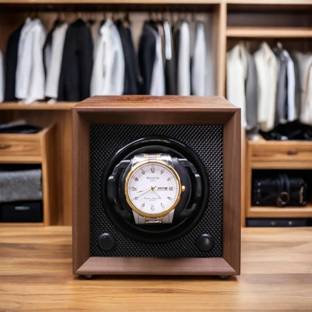 Silent Control Waterproof Walnut Grain Wooden Watch Motor Winder Box ...
