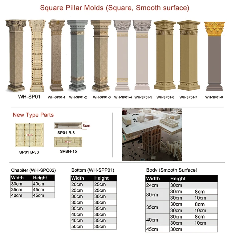 30cm Square Plastic Column Mold - Smooth Surface & Durability