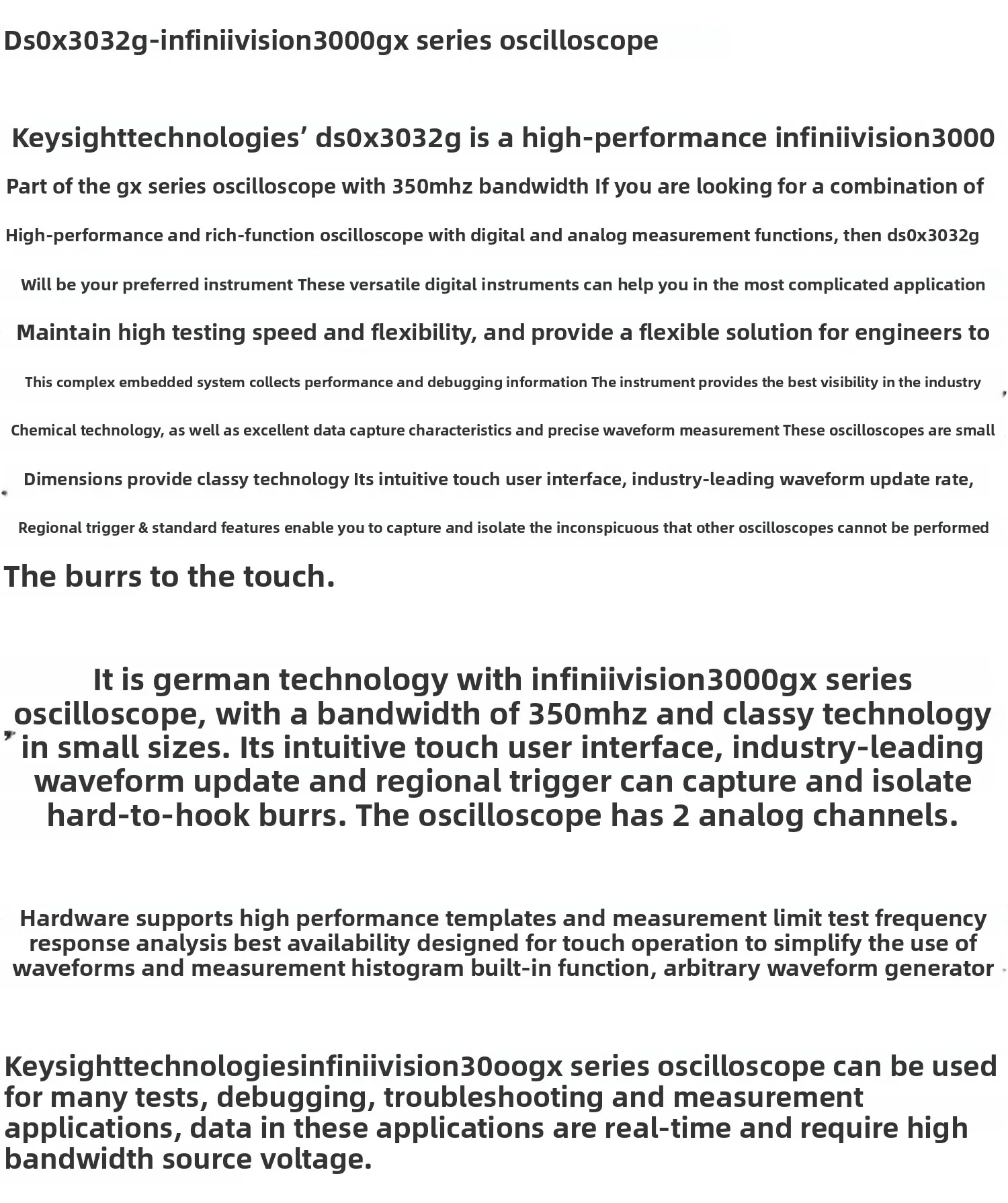 Keysight Dsox3032G 350MHz 2-Channel Desktop Oscilloscope Measuring ...