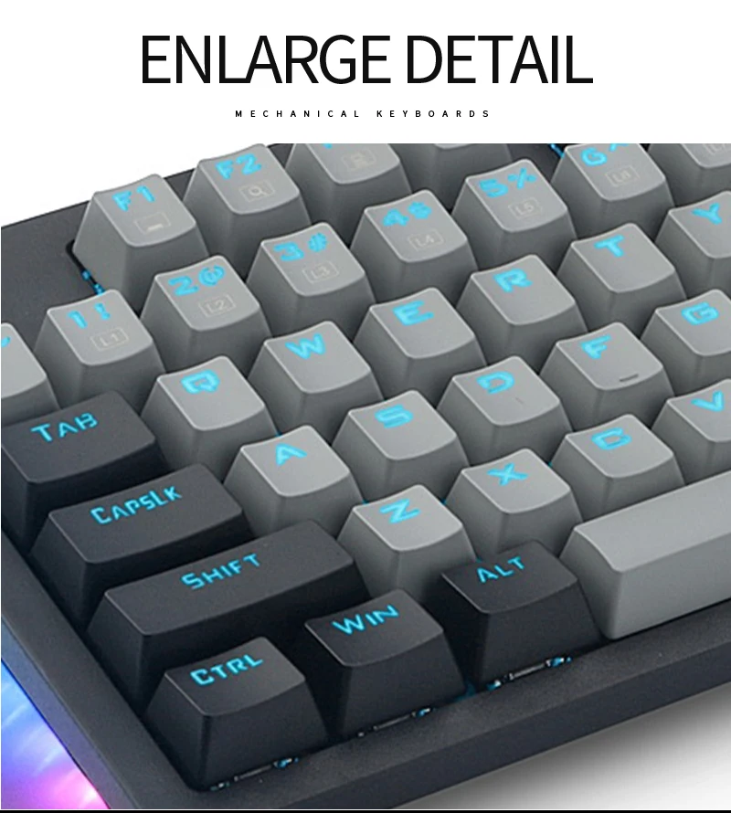 Black Gray Mechanical Keyboard Keyboard 87 Keys Waterproof Led Rgb ...