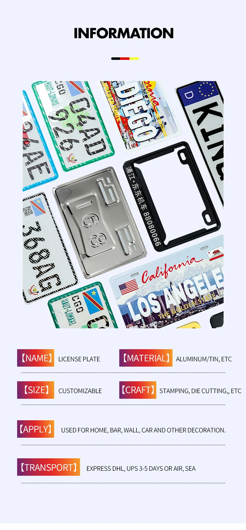 Customized Car Number Logo Advertising Vehicle Plates Blank Custom ...