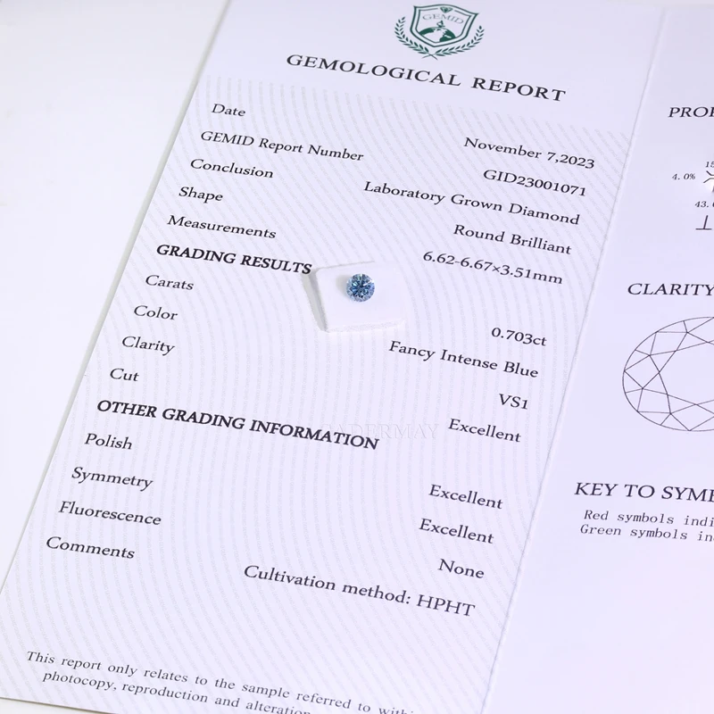 Hpht Cvd Light Intense Blue Color Round Shape Vs1 Wholesale Price Lab ...