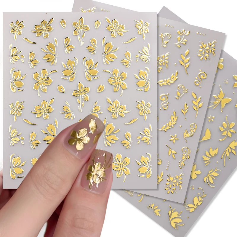 Luxury 3D Gold Foil Nail Decals - DIY Artistic Designs